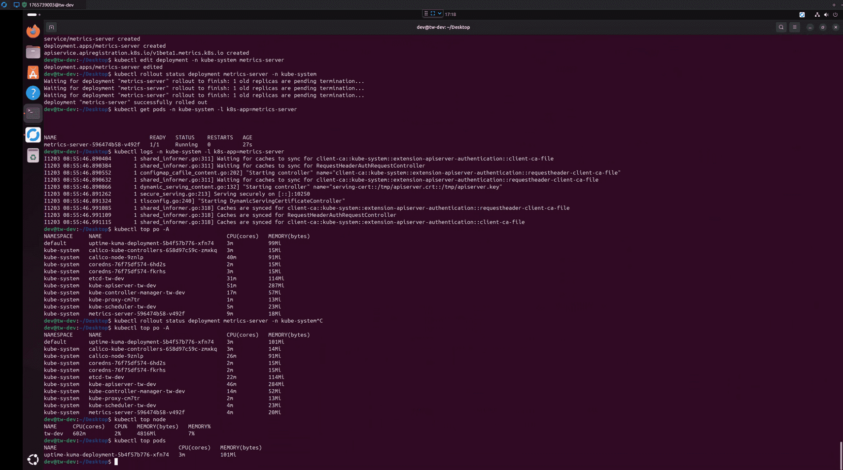 Ubuntu 上的 Kubernetes 安裝 Metrics Server Mark Kus Blog